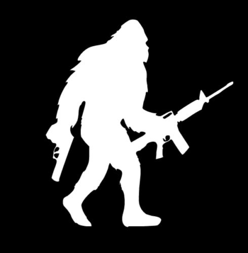 Sasquatch Big Foot Mountain Tactical NRA Rifle DieCut Vinyl Window ...
